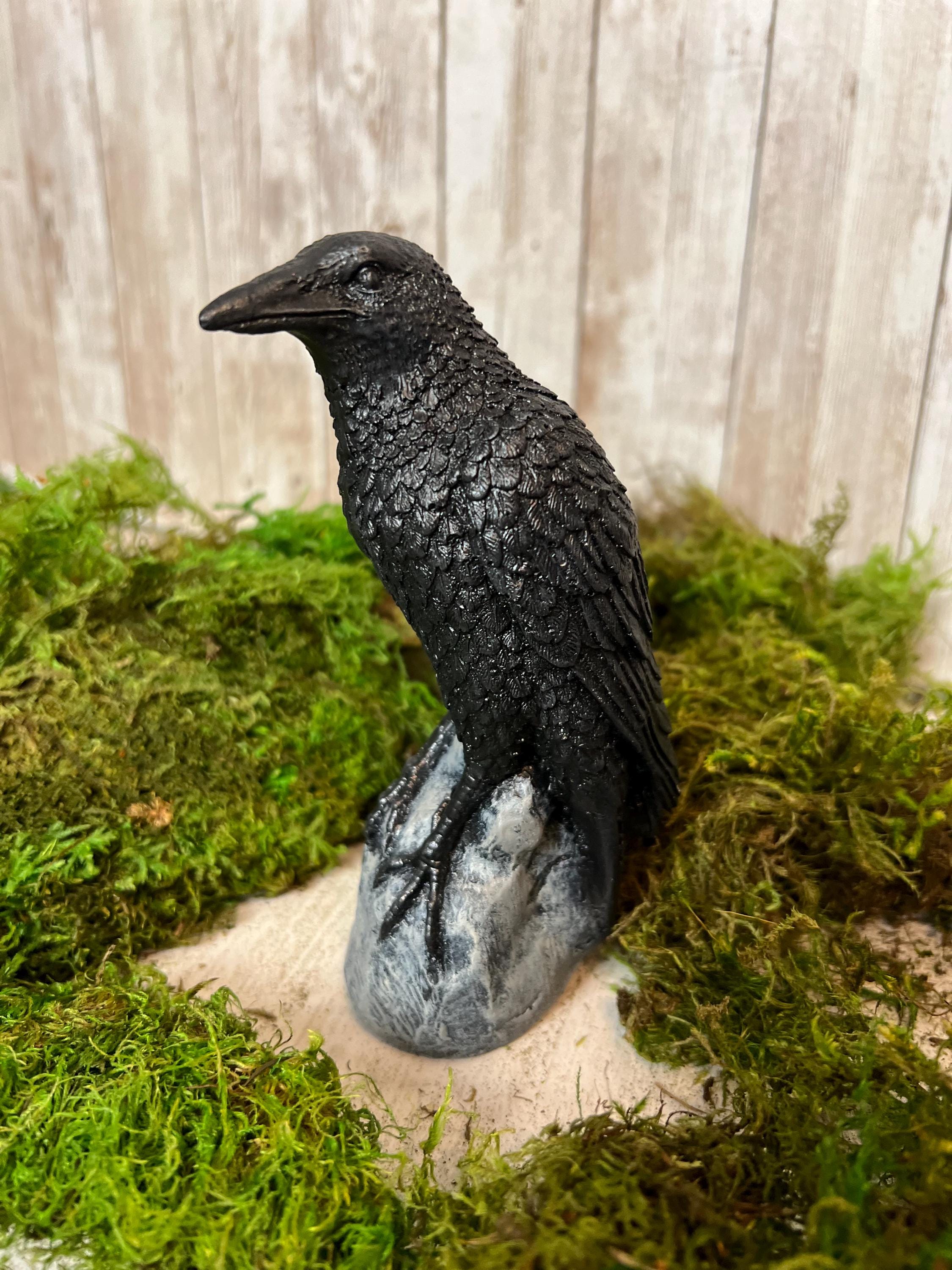Raven on Rock Statue, Cast Stone Raven Statue, Raven on Stone Statue ...