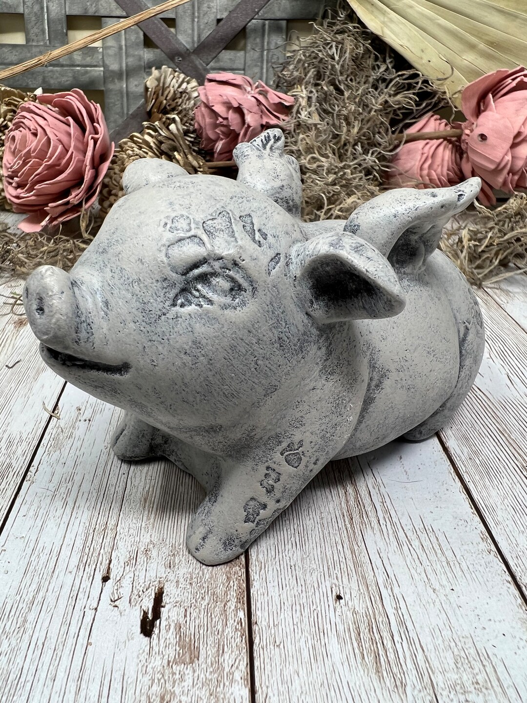 NEW "when Pigs Fly" Statue, Pig With Angel Wings Statue, Aged Stone ...