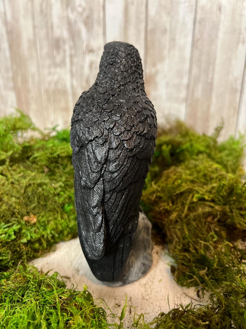 Raven on Rock Statue, Cast Stone Raven Statue, Raven on Stone Statue ...