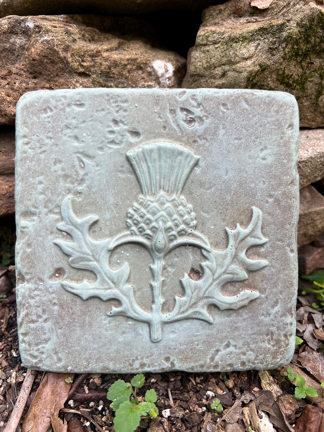 Celtic Thistle, Concrete, Cast Stone, Celtic Thistle, Wall Tile, Aged ...