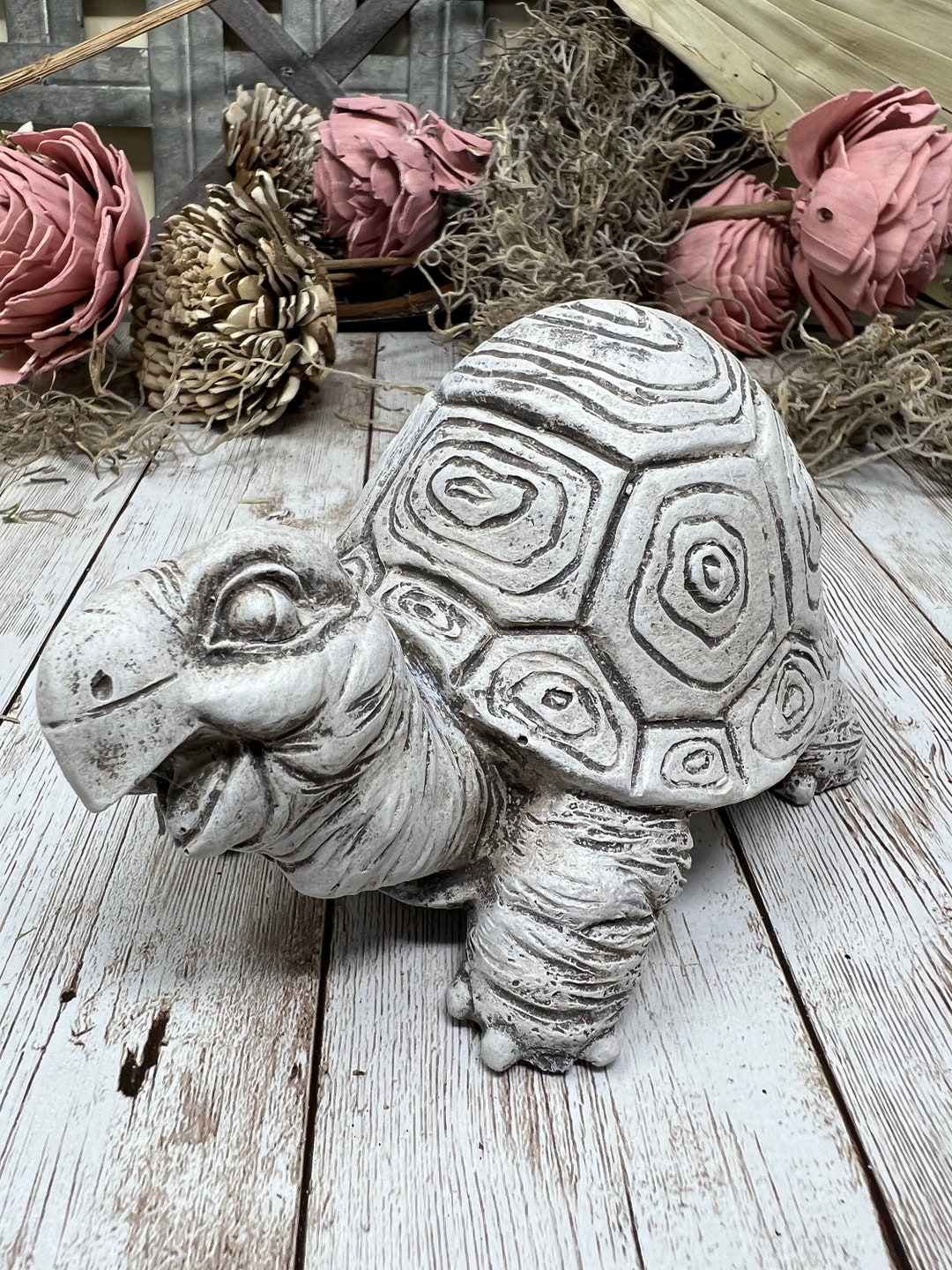 Happy Turtle Statue, Concrete Turtle, Tortoise, Cement Turtle, Cast ...