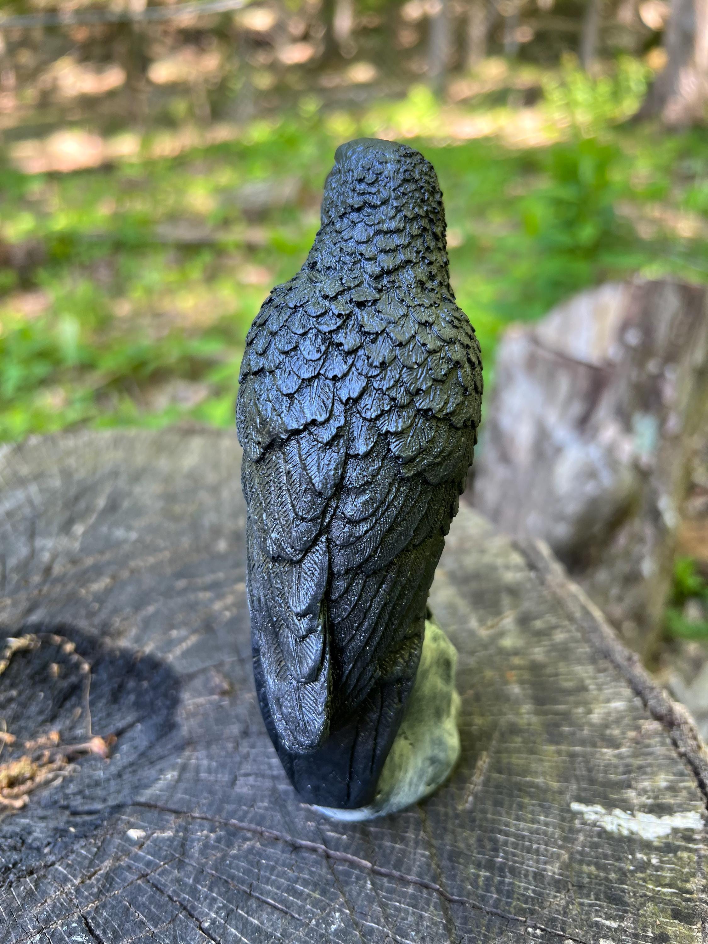 Raven on Rock Statue, Cast Stone Raven Statue, Raven on Stone Statue ...