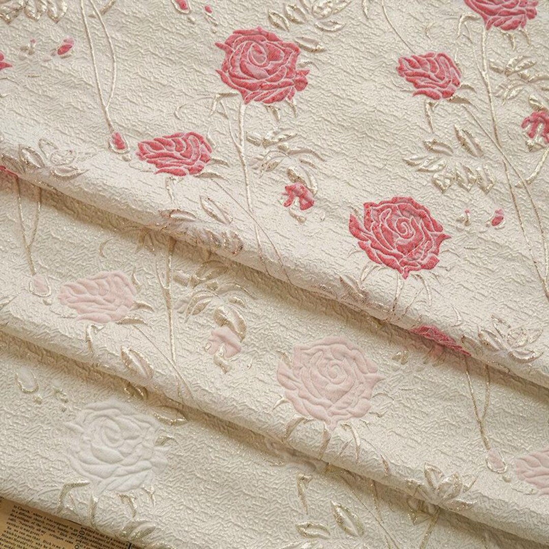 Classic Vintage Roses Embossed Jacquard Designer Brocade Fabric by ...