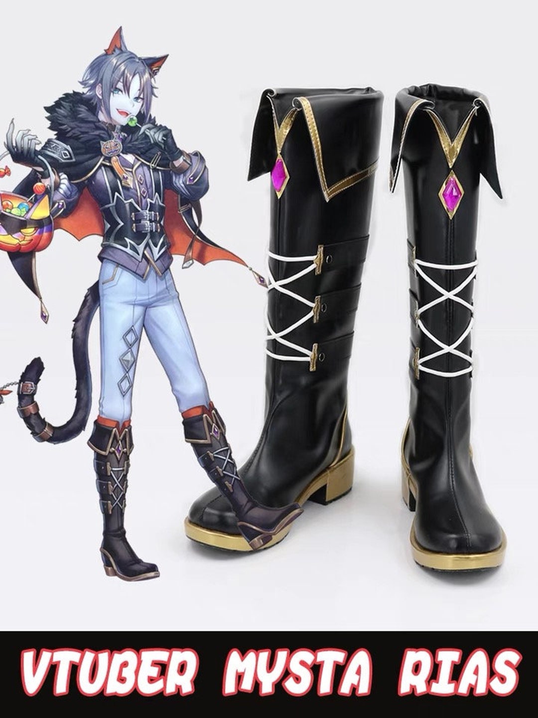 Vtuber Mysta Rias Shoes, Costume - Etsy
