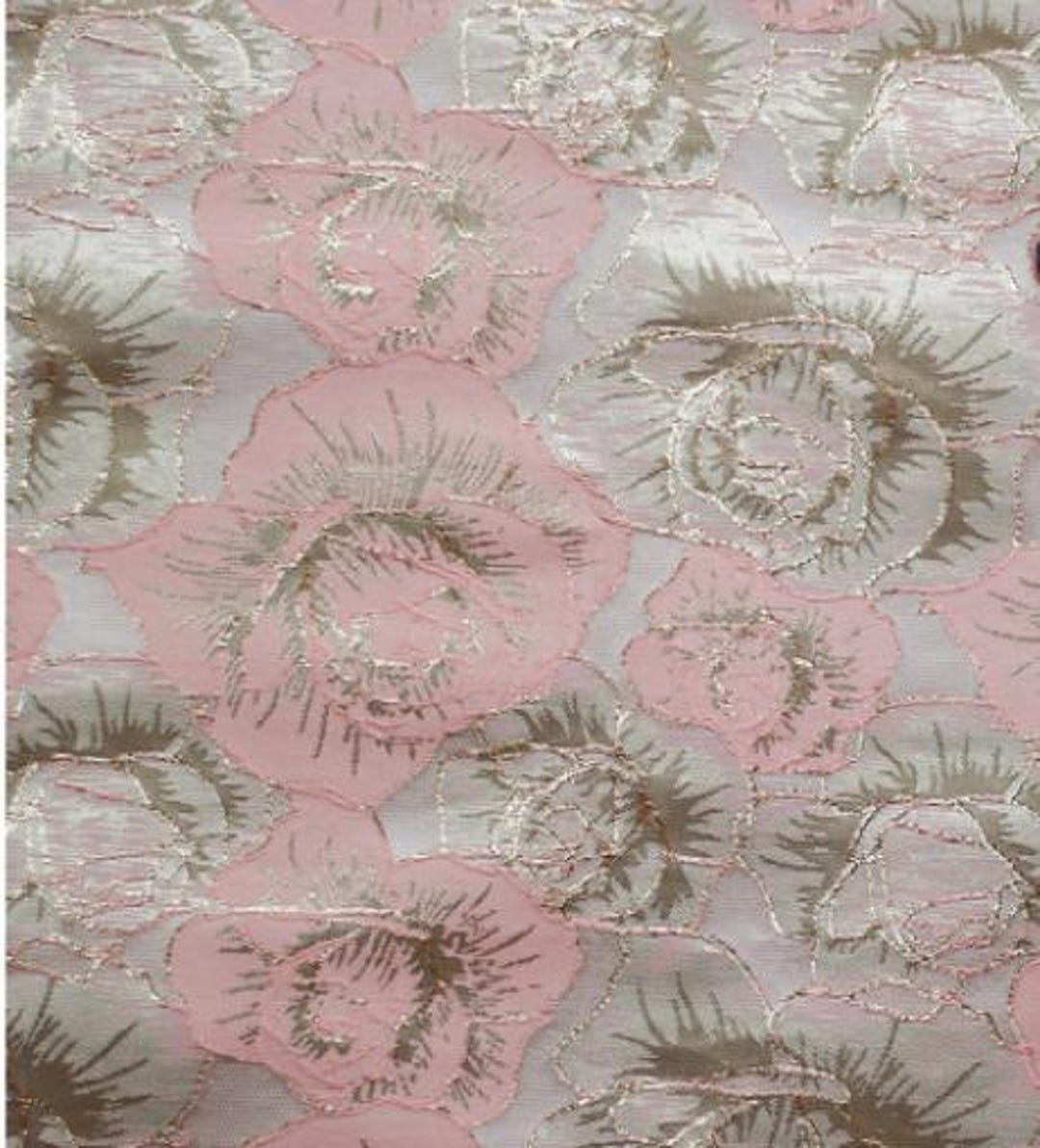 Pink Rose Gold Thread Jacquard Designer Brocade Embossed Fabric by ...