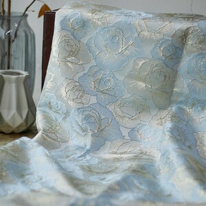 Red Rose Gold Thread Jacquard Designer Brocade Embossed Fabric by Meter ...