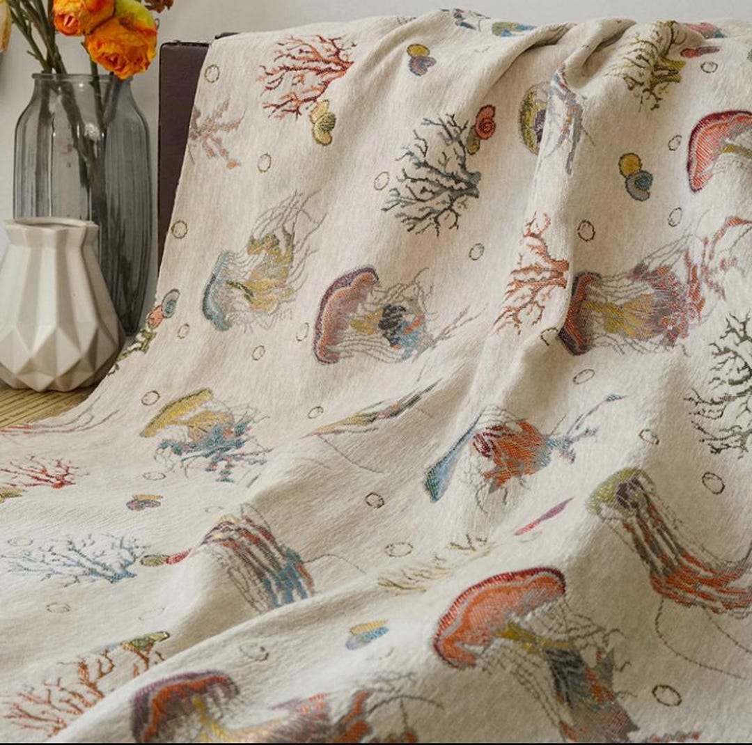 Ocean Carol Jelly Fish Jacquard Designer Embossed Fabric by Meter - Etsy