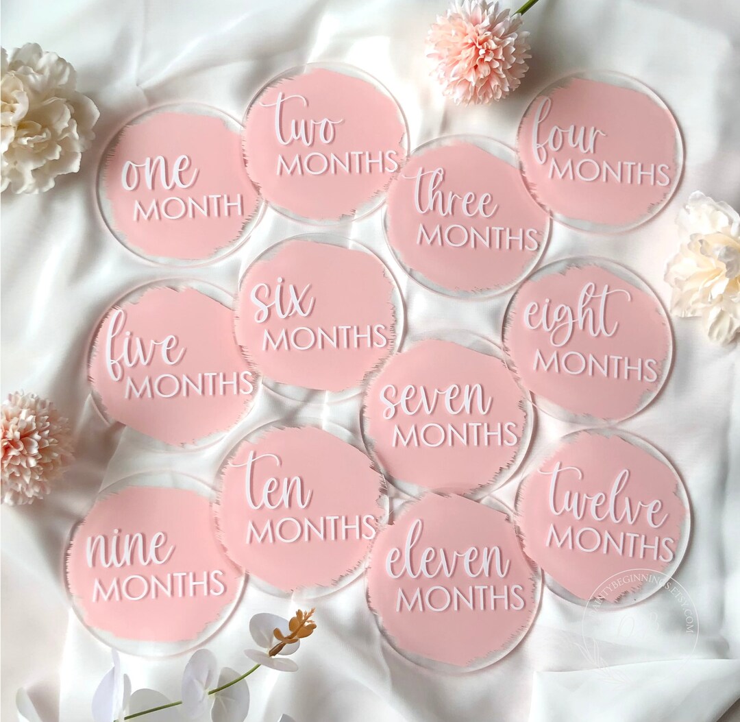 Acrylic Baby Milestones | 12 Months Announcement Set | Newborn Photo ...