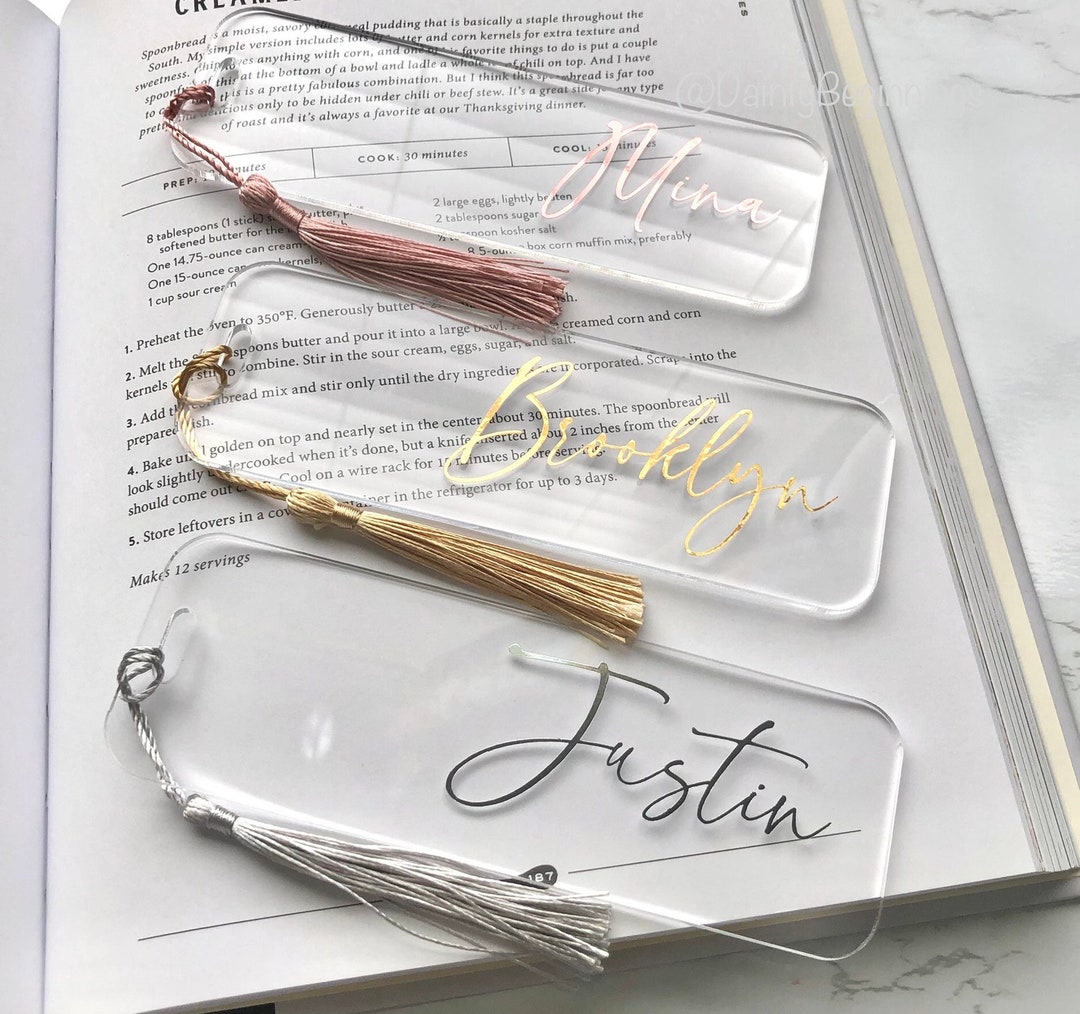 Personalized Clear Acrylic Bookmark With Tassel: Planner & Journal - Etsy