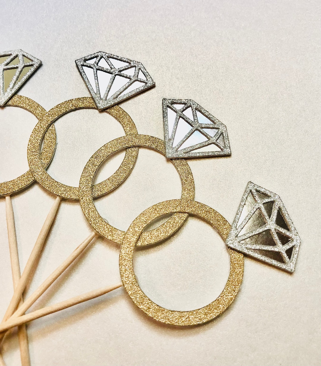 Diamond Ring Cupcake Toppers | Wedding | Bachelorette | Engagement - Etsy