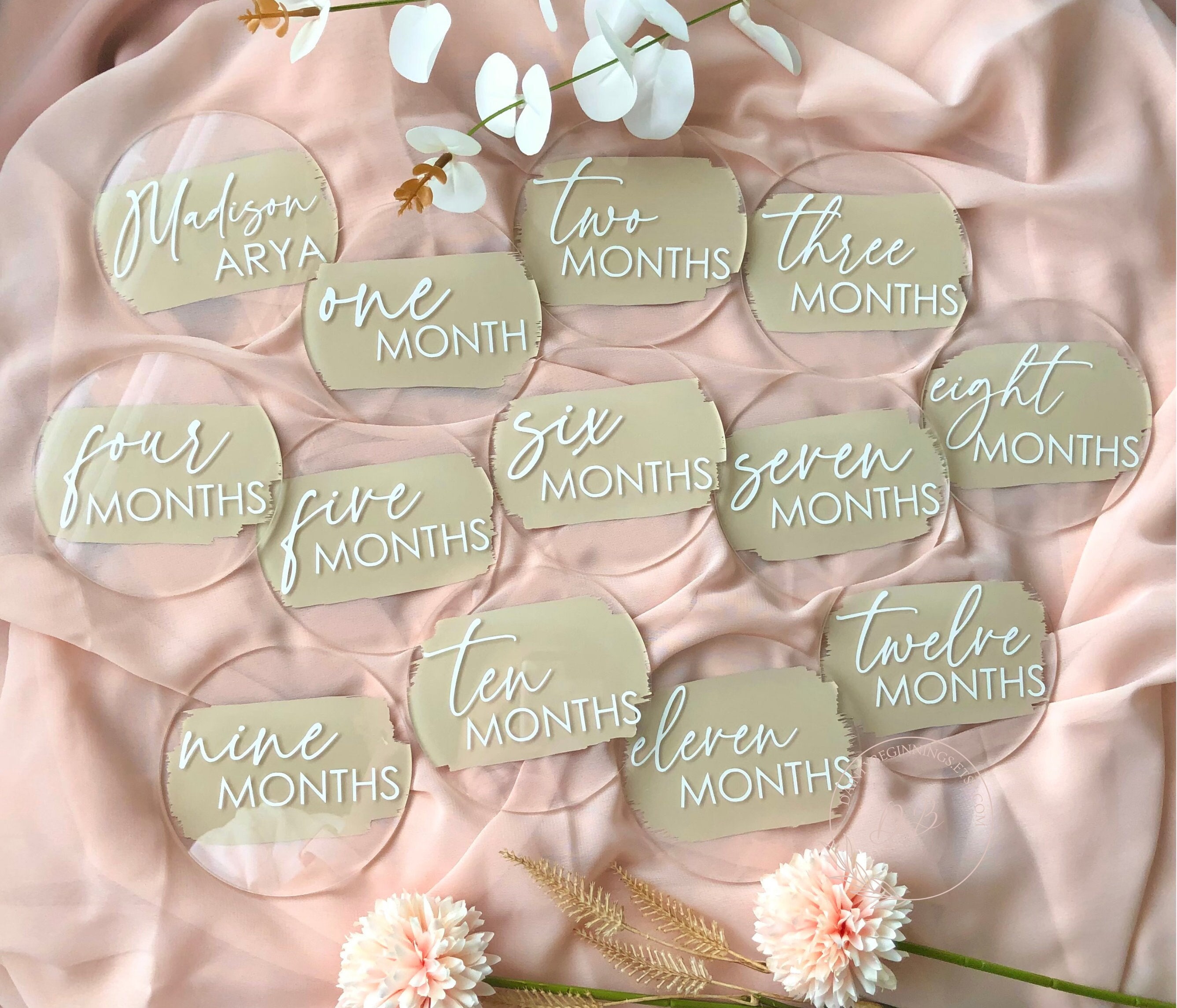 Acrylic Baby Milestones | 12 Months Announcement Set | Newborn Photo ...