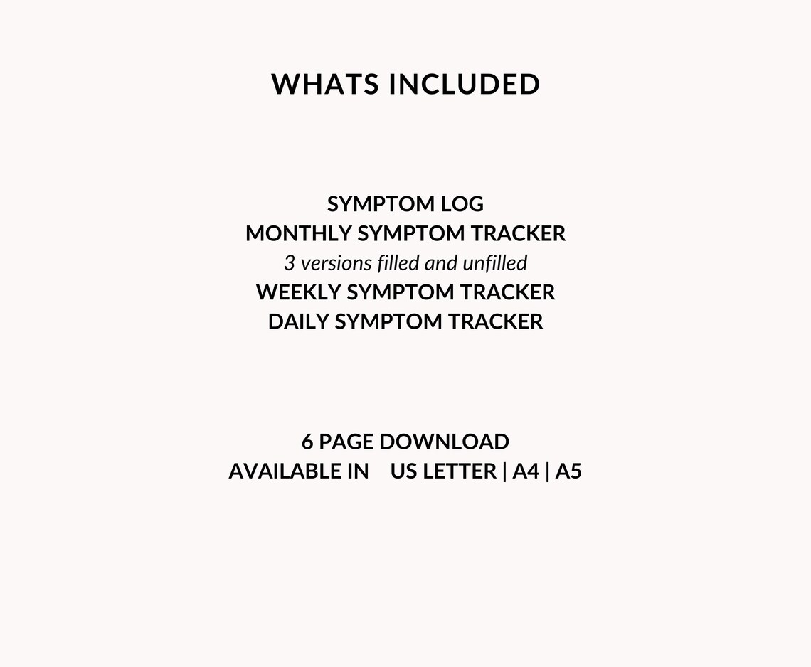 Printable Symptom Tracker Set - Monthly, Weekly, and Daily Symptom ...
