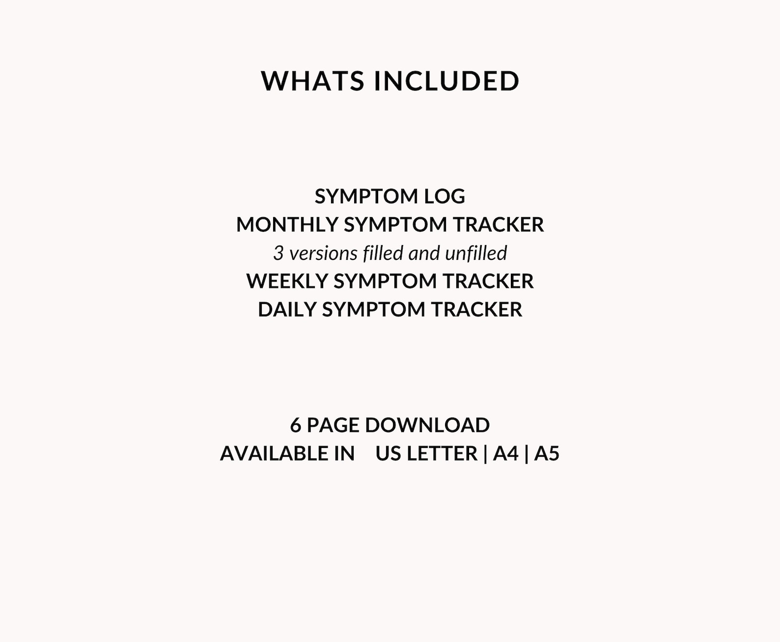 Printable Symptom Tracker Set - Monthly, Weekly, and Daily Symptom ...