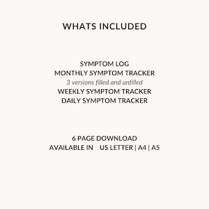 Printable Symptom Tracker Set - Monthly, Weekly, and Daily Symptom ...