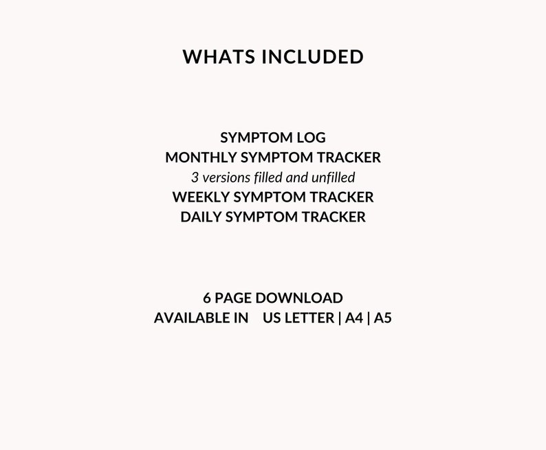 Printable Symptom Tracker Set - Monthly, Weekly, and Daily Symptom ...