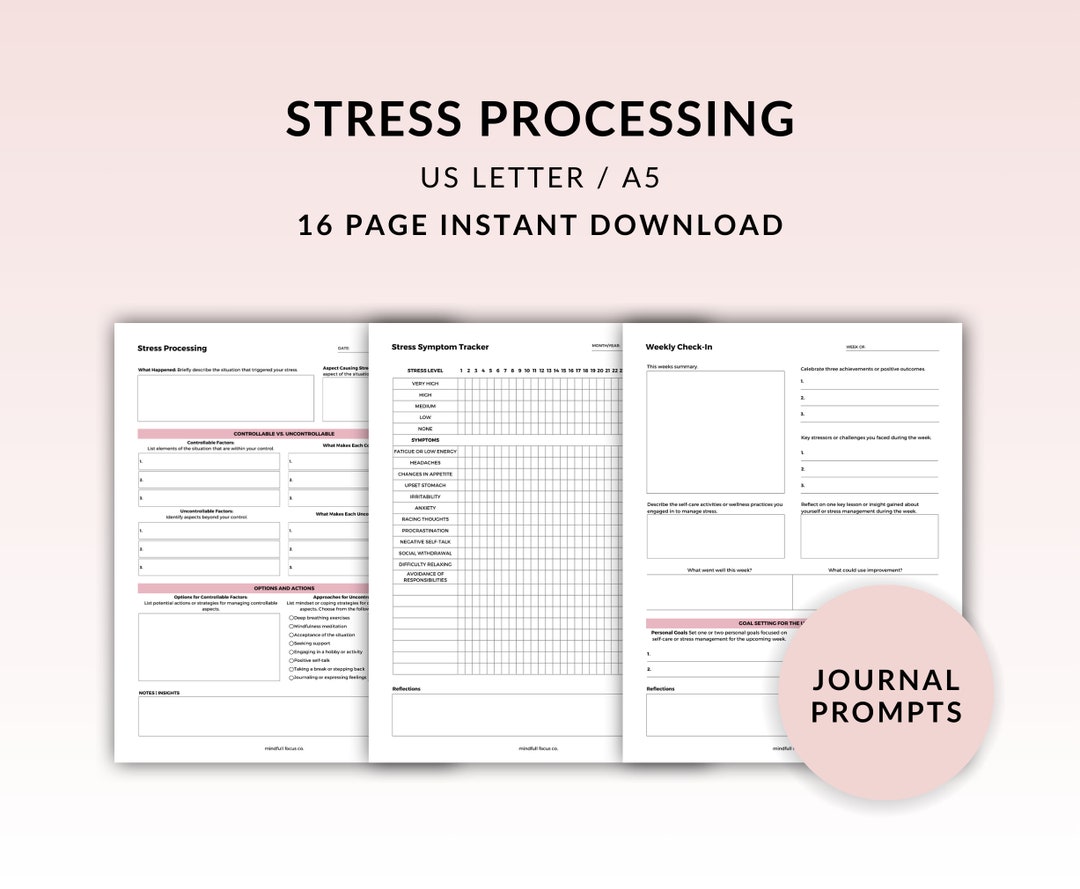 Stress Processing Worksheets, Stress Management, Mental Health, Planner ...