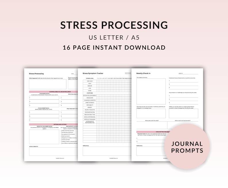 Stress Processing Worksheets, Stress Management, Mental Health, Planner ...