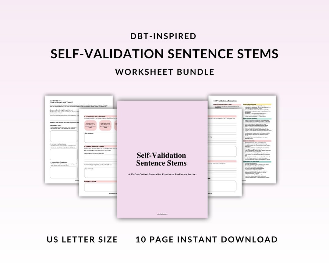 DBT Self-validation Worksheet, Emotional Regulation, Therapy Tools ...