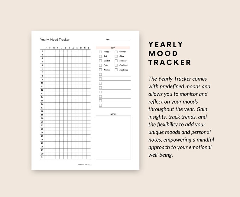 Printable Mood Tracker, Mood Journal, Daily Mood Tracker, Mood Tracker ...