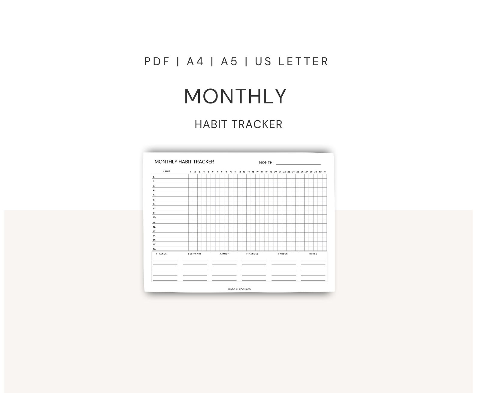 Habit Tracker Printable Monthly Habit Tracker Yearly Habit - Etsy