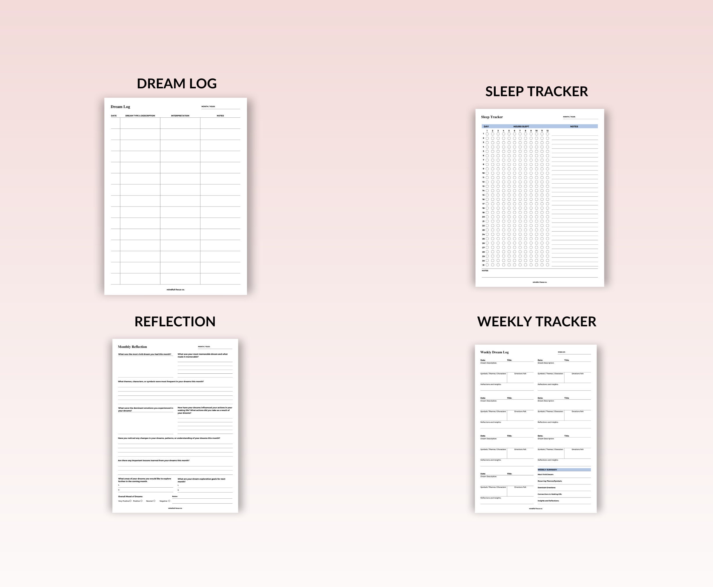 Printable Dream Journal: Nightmare Processing, Dream Diary, Sleep ...