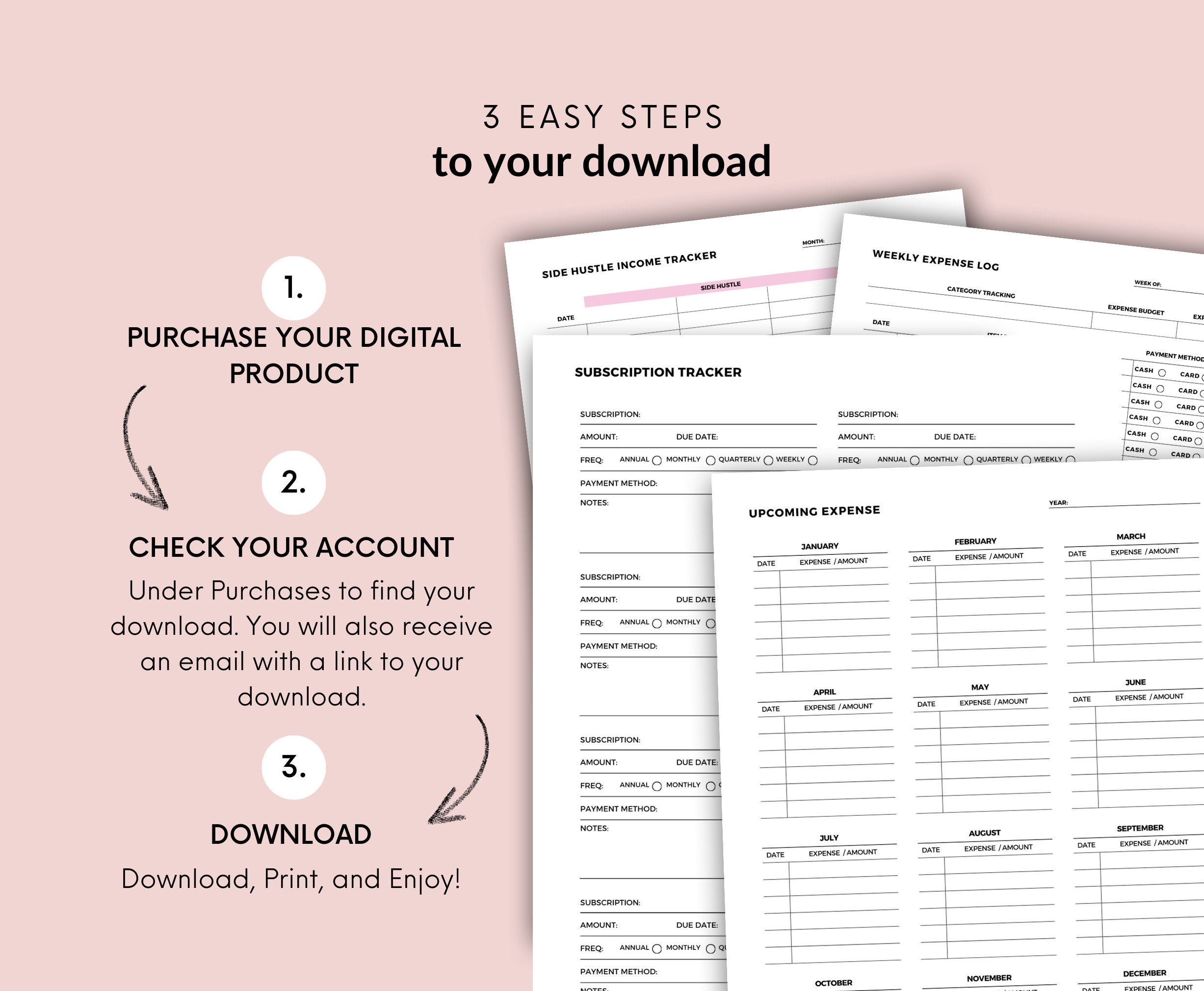 Printable Expense Tracker, Budget Binder Inserts, Spending Tracker ...