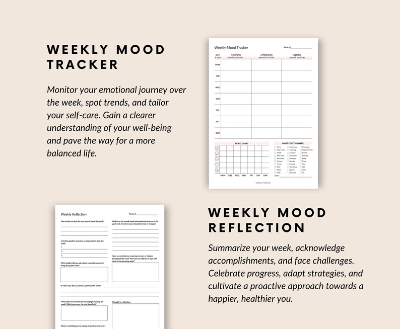 Printable Mood Tracker, Mood Journal, Daily Mood Tracker, Mood Tracker ...