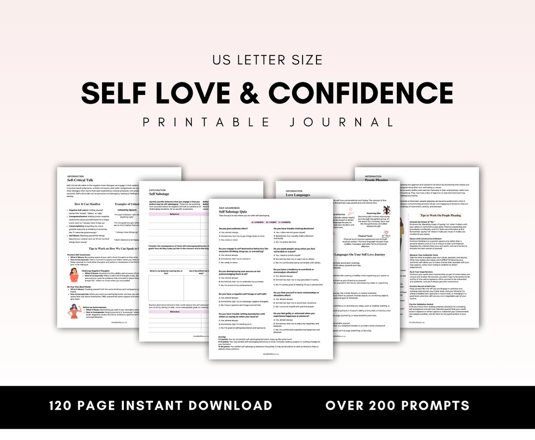 Self Love & Confidence Journal: Personal Growth Worksheets (digital ...
