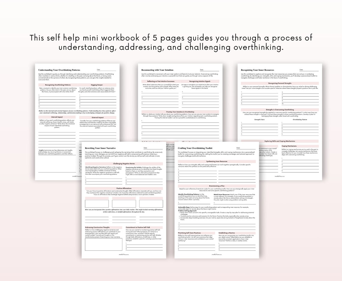 Overthinking Worksheets, Mental Health Worksheets, Self Help, Therapy ...