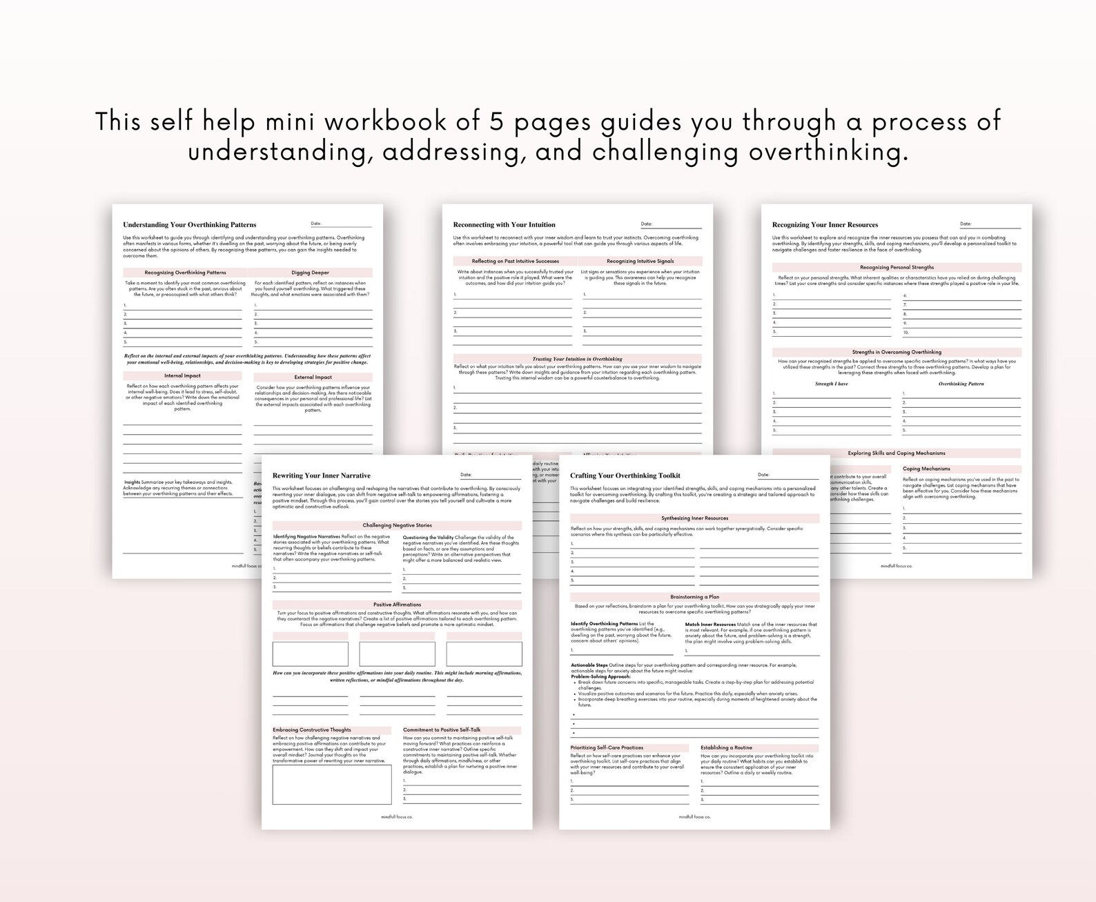 Overthinking Worksheets, Mental Health Worksheets, Self Help, Therapy ...