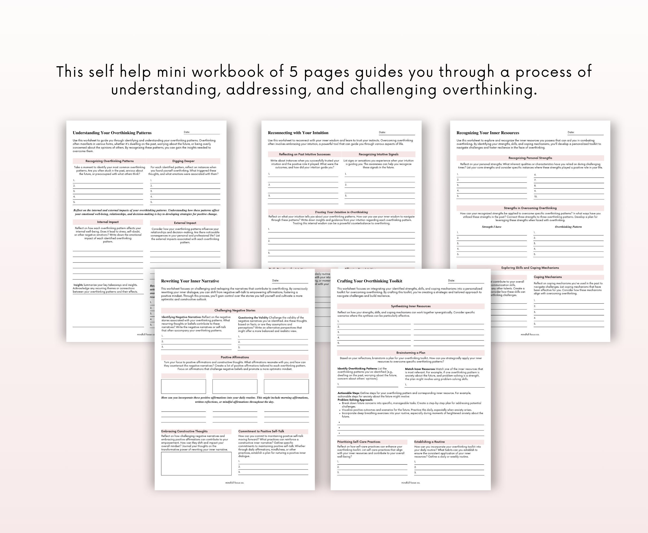 Overthinking Worksheets, Mental Health Worksheets, Self Help, Therapy ...