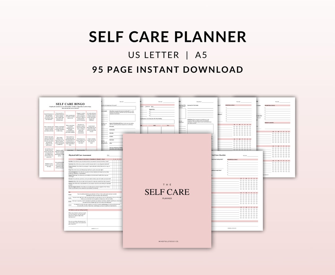 Printable Self Care Planner, Self Care Checklist, Mood Tracker, Self ...