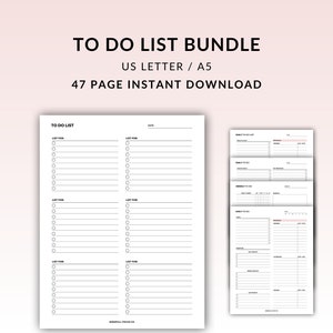 Printable to Do List, Task Tracker, Daily to Do, Work Planner, Grocery ...