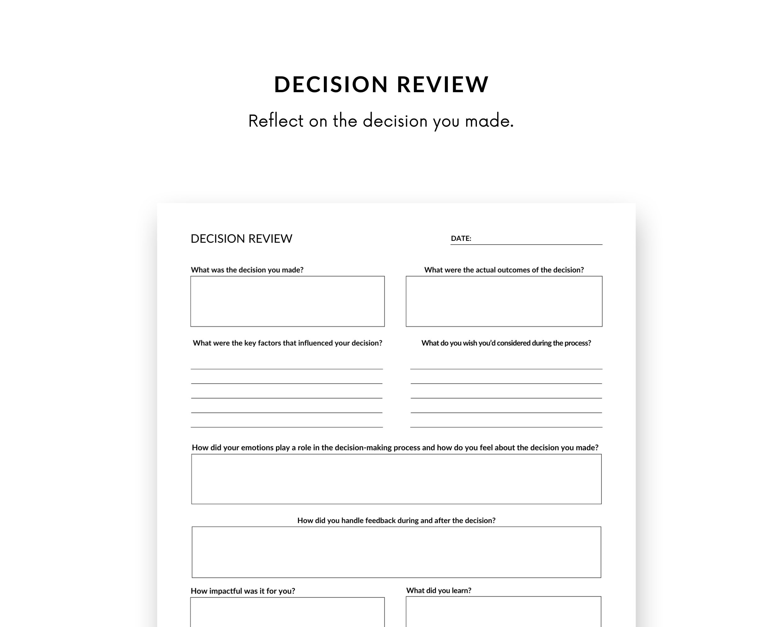 Decision Making Printable, Self Help Journal, Printable Worksheets ...