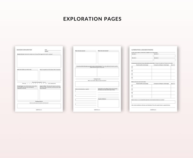 Decision Making Printable, Self Help Journal, Printable Worksheets ...