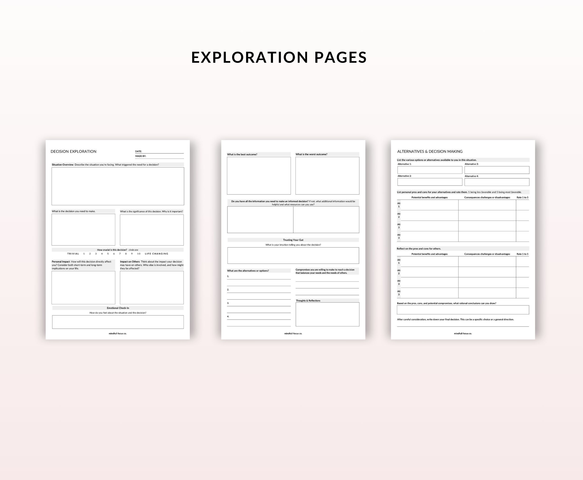Decision Making Printable, Self Help Journal, Printable Worksheets ...