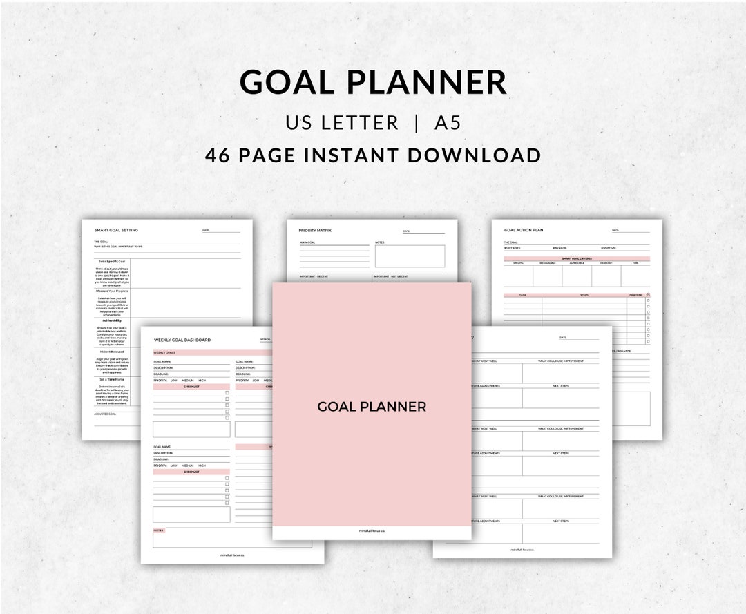 Printable Goal Planner, Productivity Printable, Planner Set, Daily ...