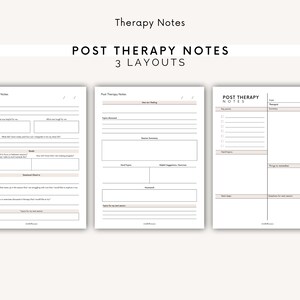 Therapy Notes, Therapy Session Log, Pre and Post Therapy Session Notes ...