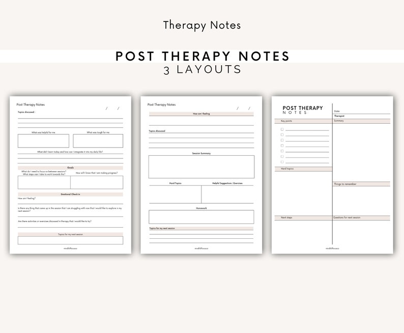 Therapy Notes, Therapy Session Log, Pre and Post Therapy Session Notes ...