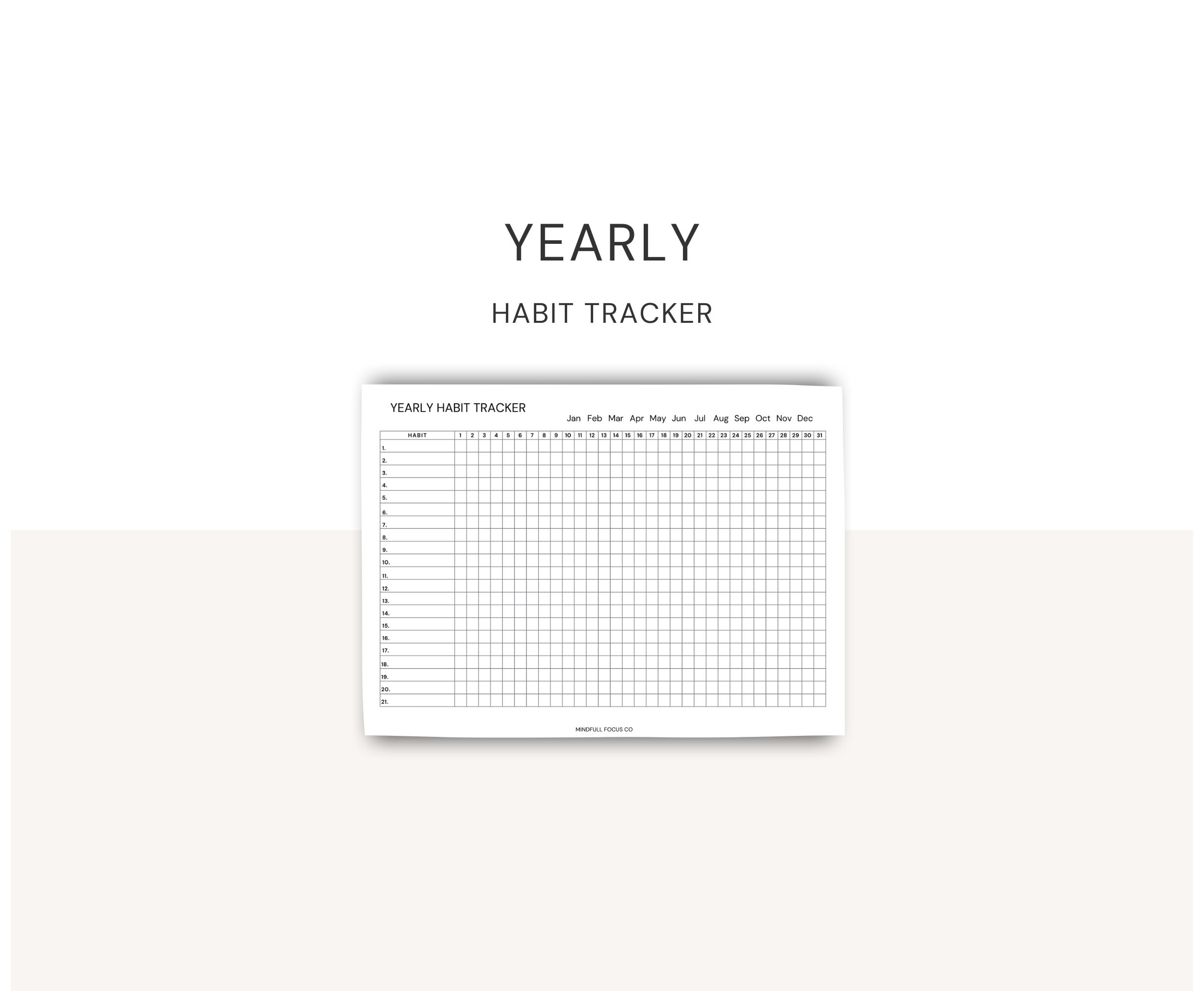 Habit Tracker Printable, Monthly Habit Tracker, Yearly Habit Tracker ...