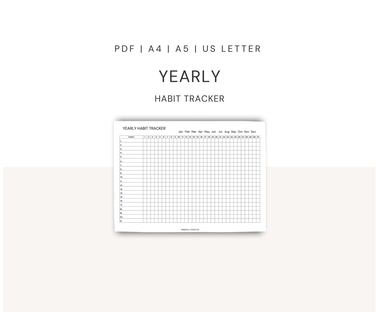 Habit Tracker Printable, Monthly Habit Tracker, Yearly Habit Tracker ...