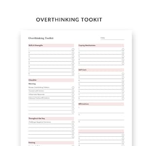 Overthinking Worksheets, Mental Health Worksheets, Self Help, Therapy ...
