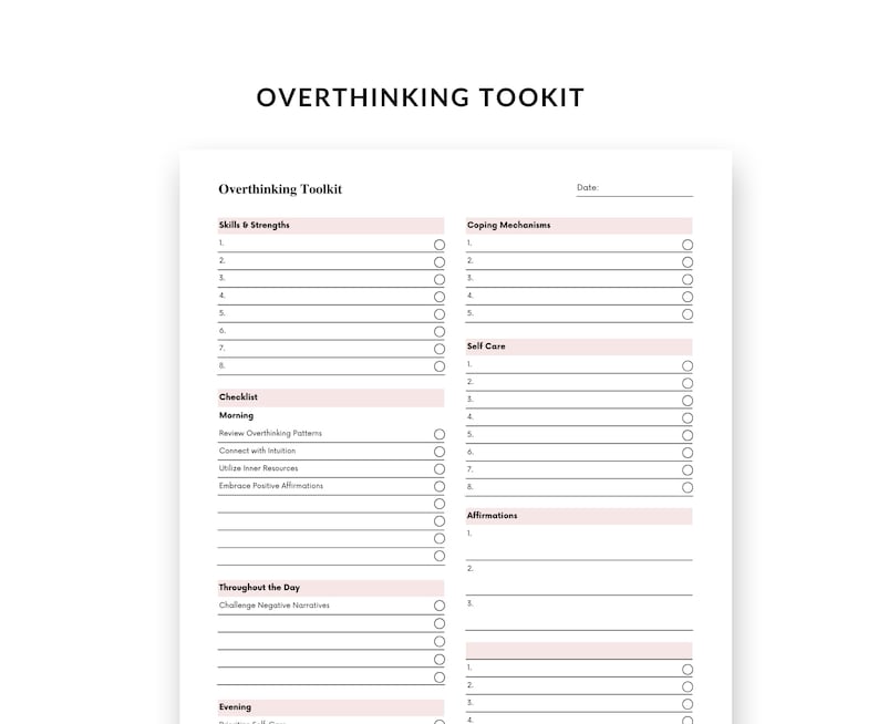 Overthinking Worksheets, Mental Health Worksheets, Self Help, Therapy ...