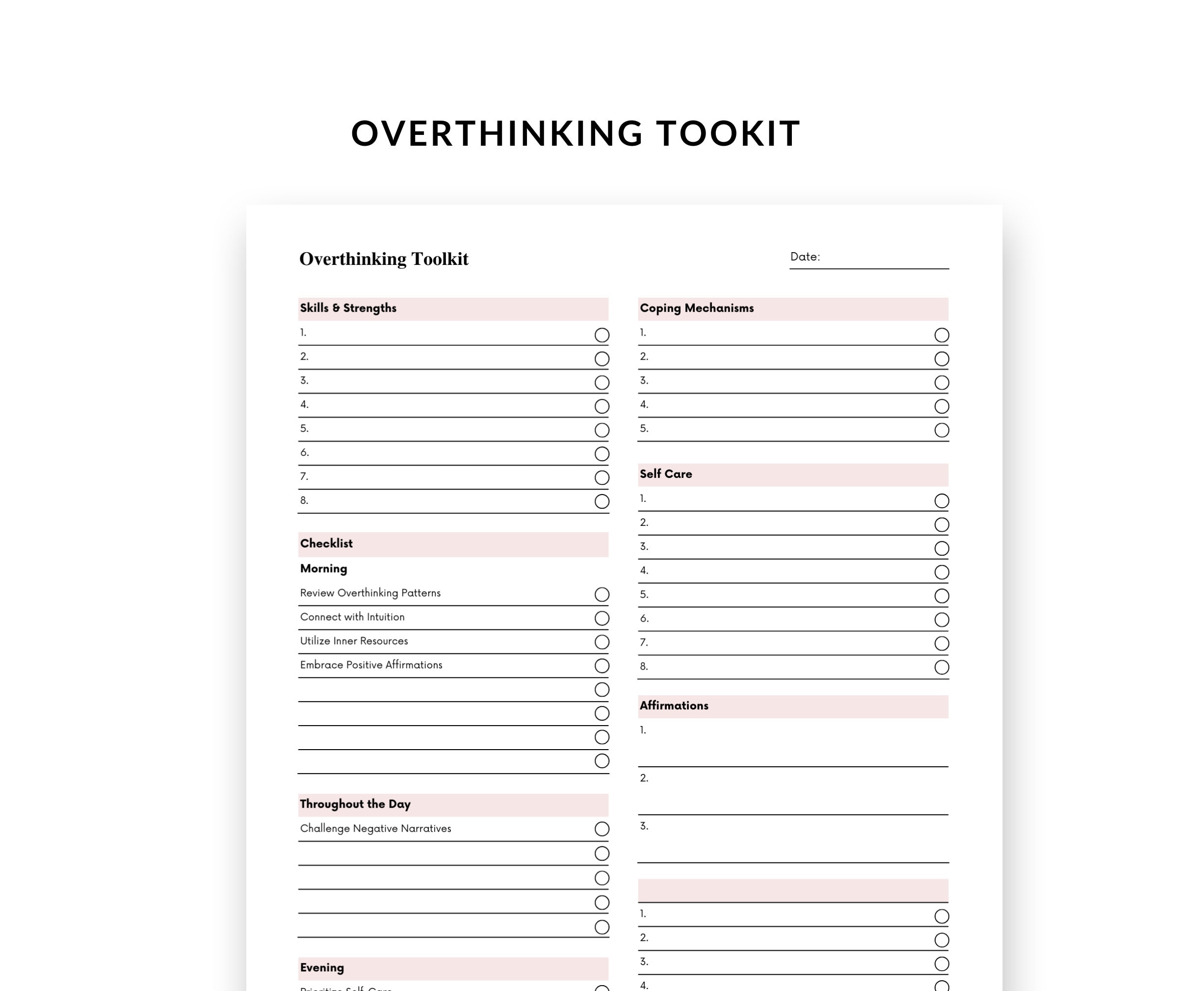 Overthinking Worksheets, Mental Health Worksheets, Self Help, Therapy ...