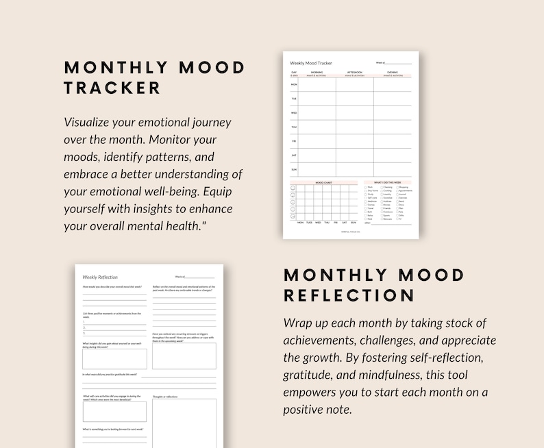 Printable Mood Tracker, Mood Journal, Daily Mood Tracker, Mood Tracker ...
