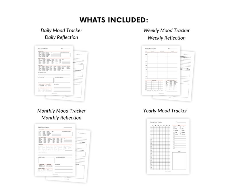 Printable Mood Tracker, Mood Journal, Daily Mood Tracker, Mood Tracker ...