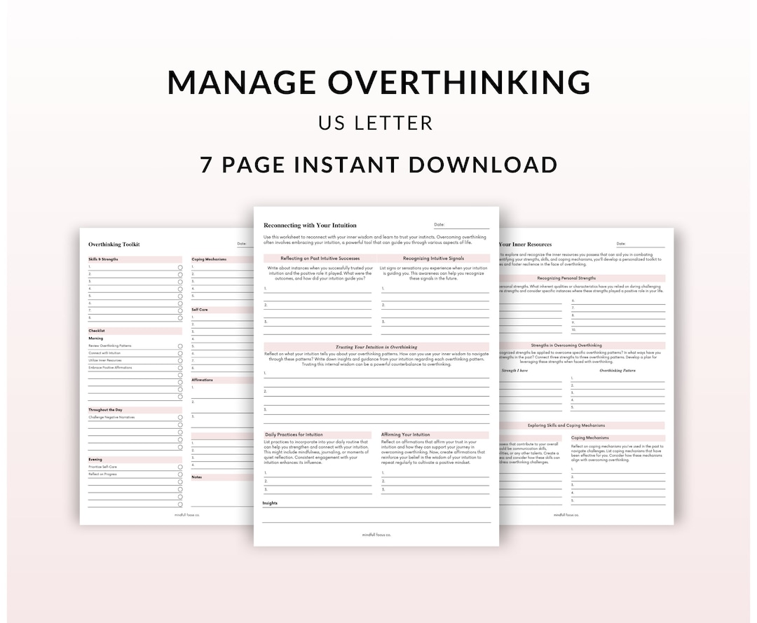 Overthinking Worksheets, Mental Health Worksheets, Self Help, Therapy ...