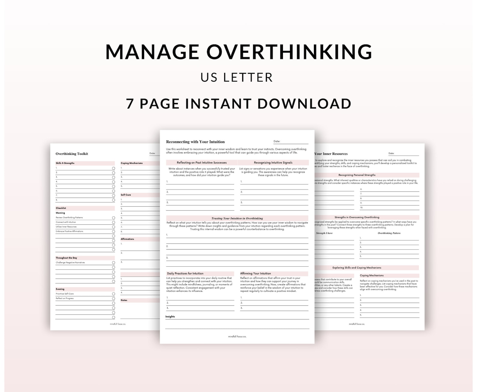 Overthinking Worksheets, Mental Health Worksheets, Self Help, Therapy ...