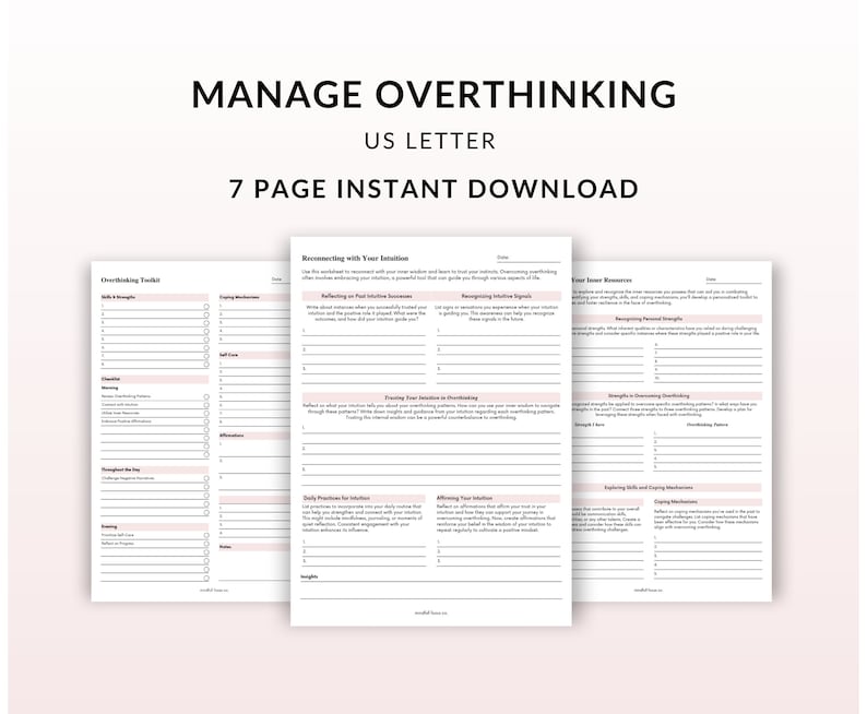 Overthinking Worksheets, Mental Health Worksheets, Self Help, Therapy ...