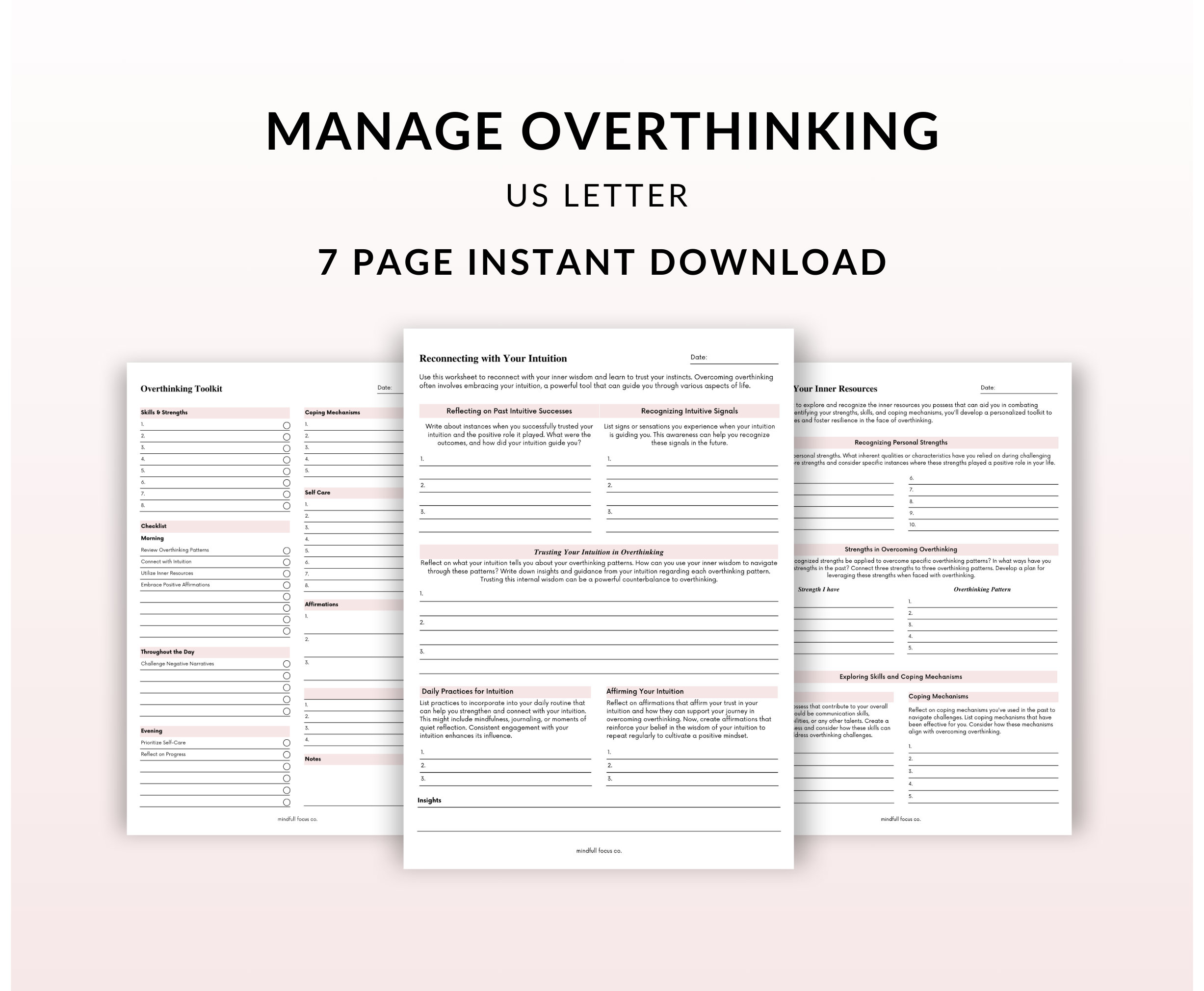 Overthinking Worksheets, Mental Health Worksheets, Self Help, Therapy Tool, Emotional Regulation ...